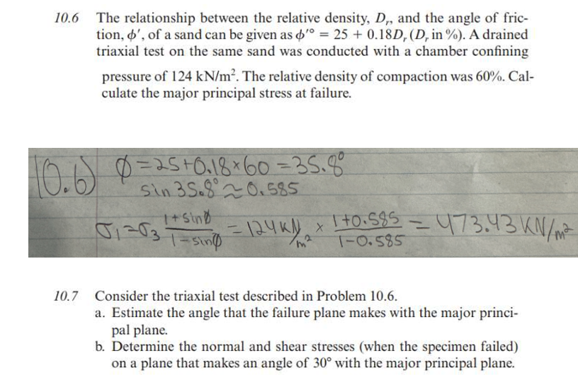 Solved 10.7 ﻿Consider the triaxial test described in Problem | Chegg.com