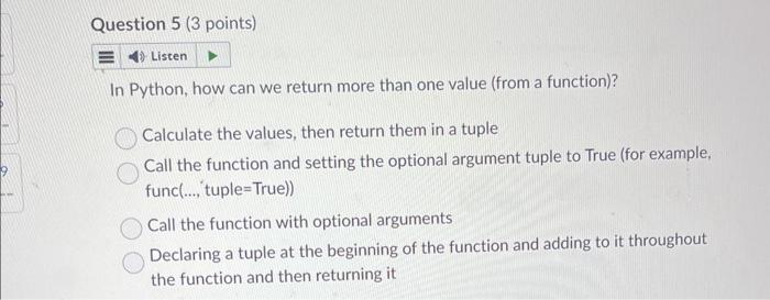 Solved In Python How Can We Return More Than One Value