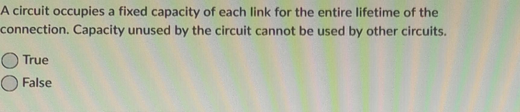 Solved A circuit occupies a fixed capacity of each link for | Chegg.com