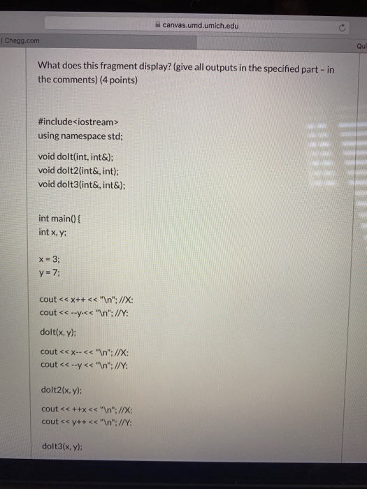 Solved canvas.umd.umich.edu Chegg.com Qui What does this | Chegg.com