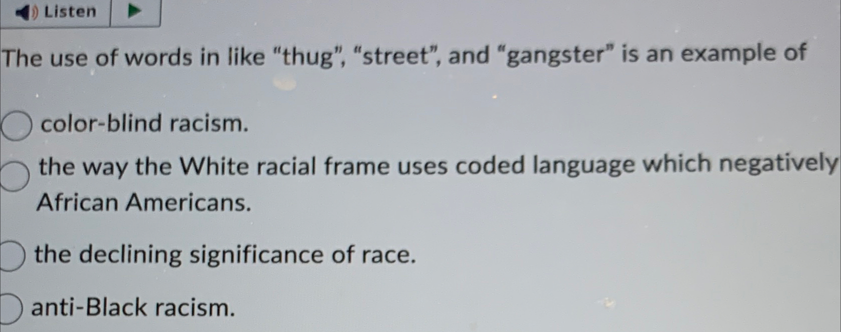 Solved The use of words in like "thug", "street", and | Chegg.com