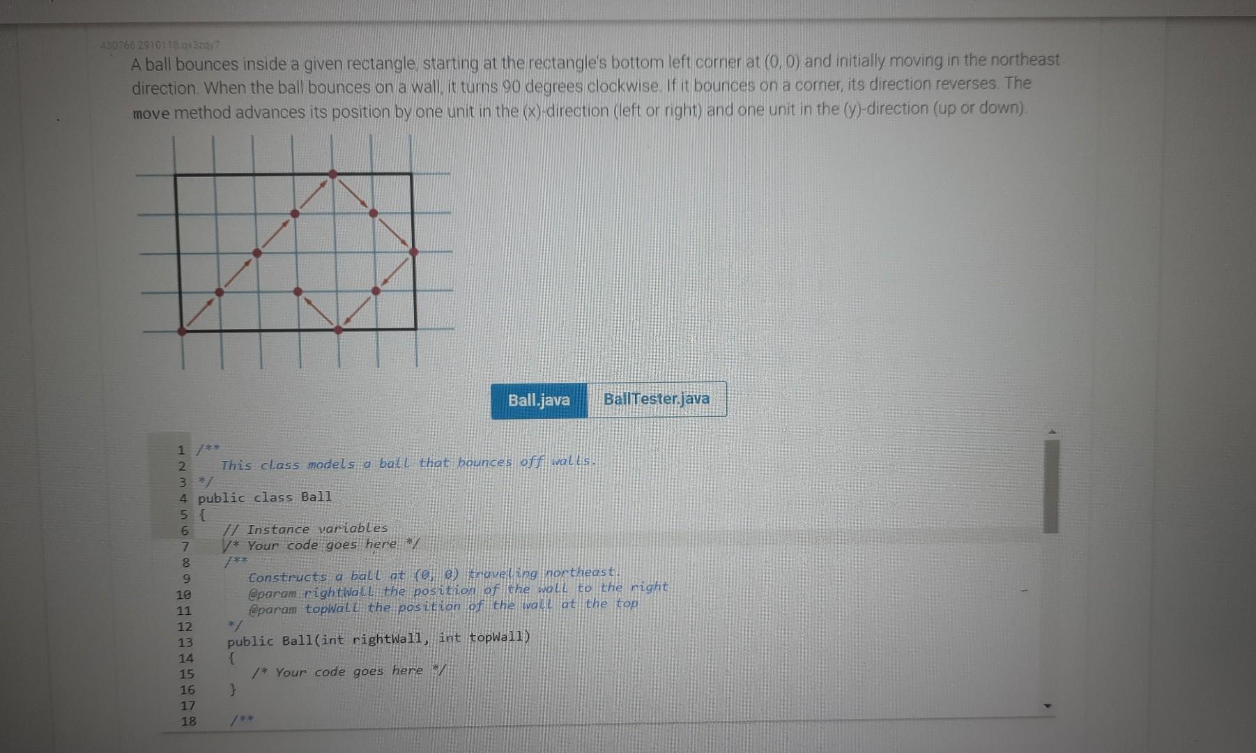 Solved A ball bounces inside a given rectangle starting at | Chegg.com