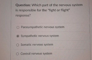 Solved Question: Which part of the nervous system is | Chegg.com