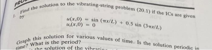 Solved PRO Find the solution to the vibrating-string problem | Chegg.com
