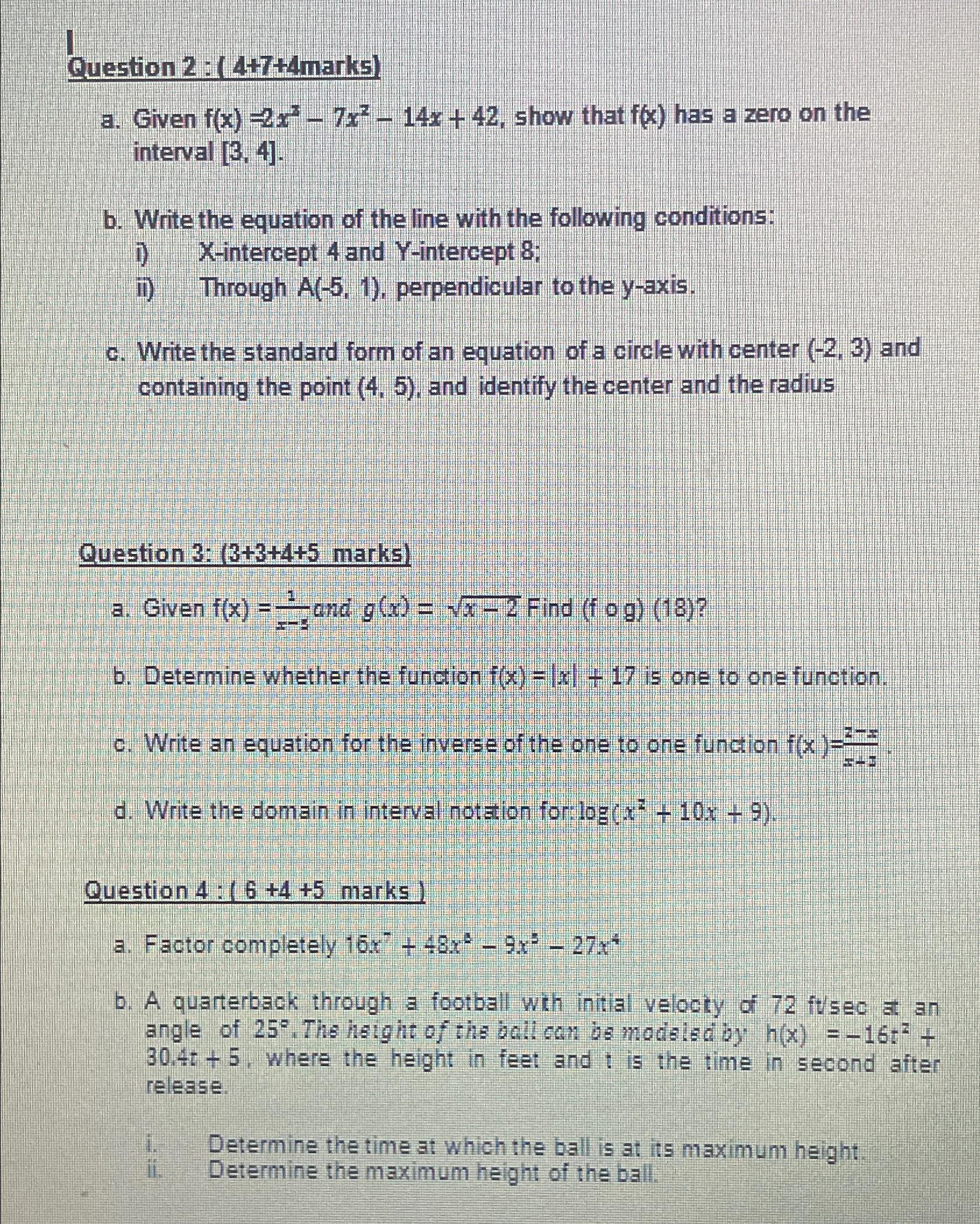 Solved Question 2: (4+7+4marks)a. ﻿Given | Chegg.com