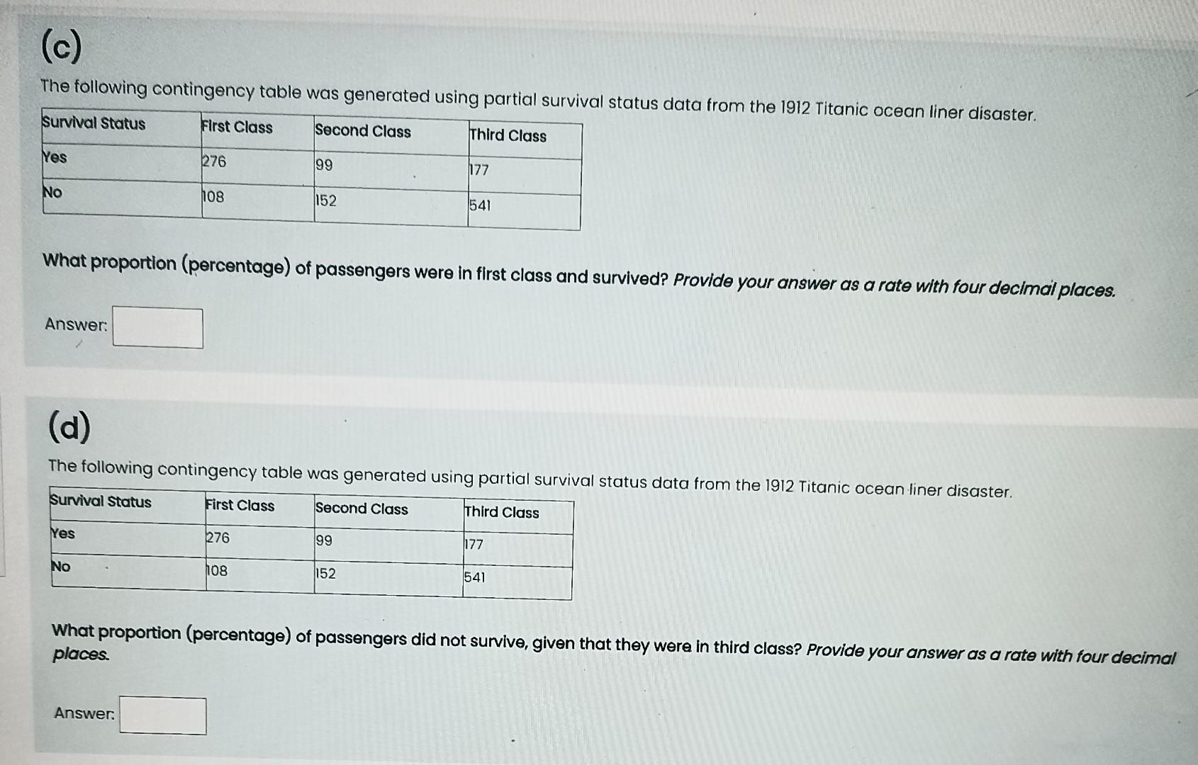Solved The following contingency table was generated usina | Chegg.com