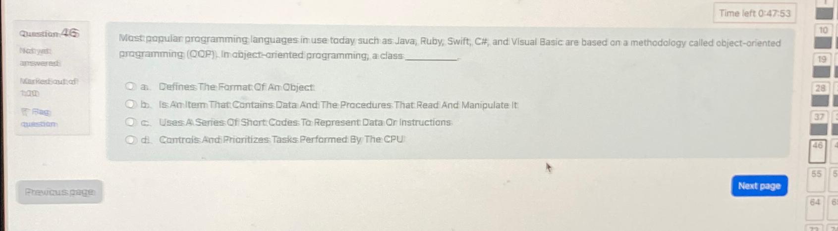 Solved Time left 0:47:53Mast papular pragramming languages | Chegg.com