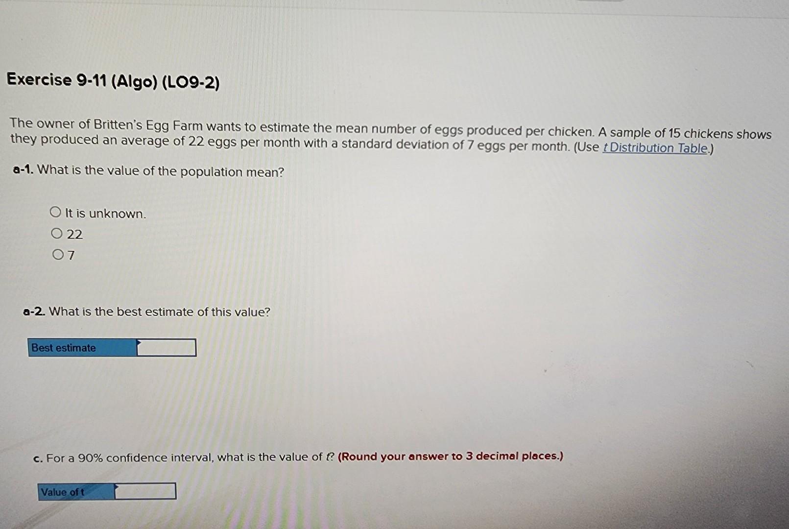 Solved The owner of Britten's Egg Farm wants to estimate the | Chegg.com