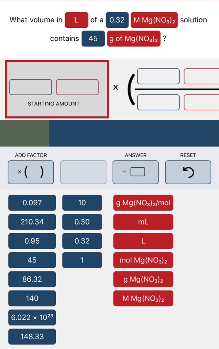 Solved What volume in L of a 0.32 M Mg(NO3)2 solution | Chegg.com