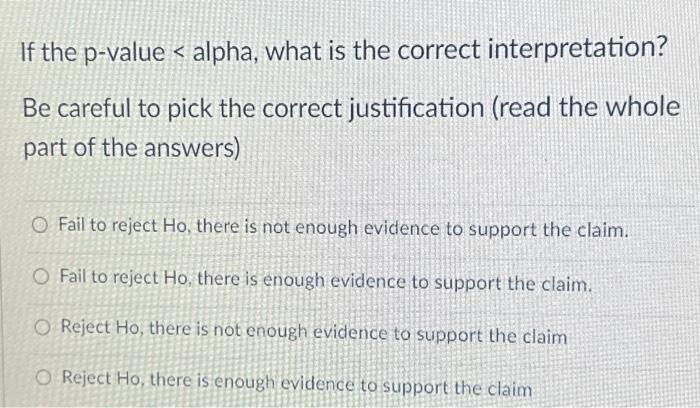 Solved If the p-value