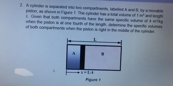 Solved 2. A cylinder is separated into two compartments, | Chegg.com