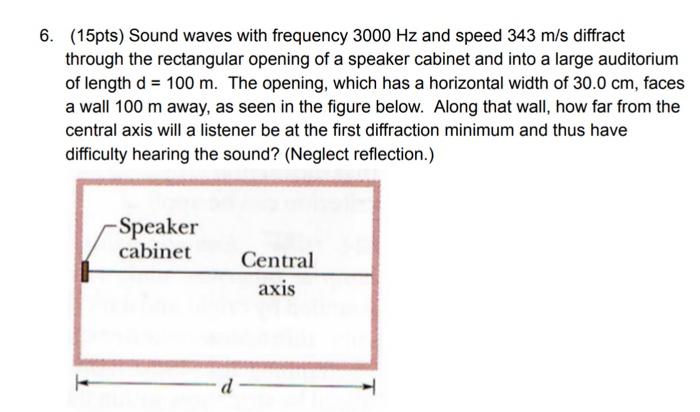 Solved 6. (15pts) Sound waves with frequency 3000 Hz and | Chegg.com