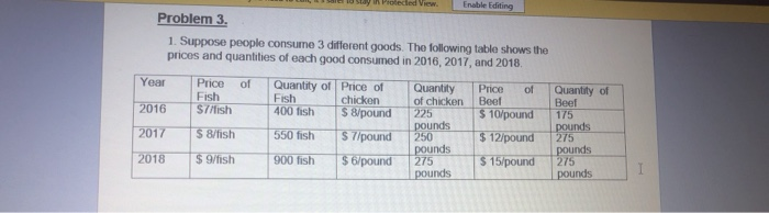 Solved U I SE I Protected View Enable Editing Problem 3. 1. | Chegg.com