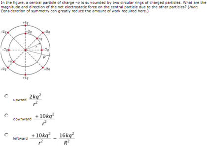 Solved In the Figure, a central particle of charge –q | Chegg.com