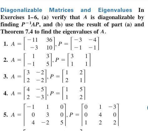Diagonalizable Matrices and Eigenvalues In Exercises | Chegg.com
