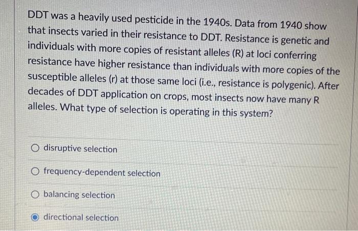Solved DDT was a heavily used pesticide in the 1940 s. Data | Chegg.com