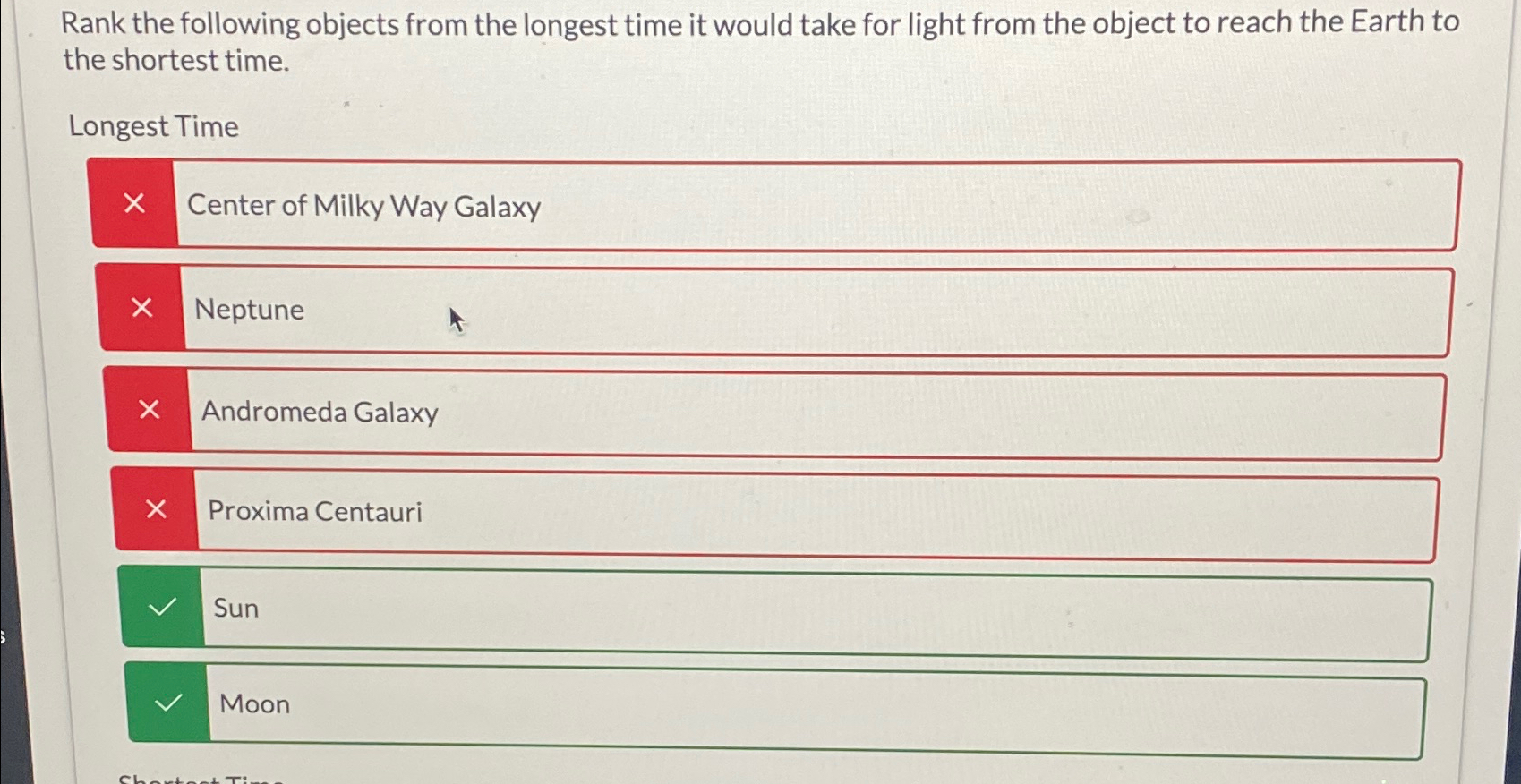 Solved Rank the following objects from the longest time it | Chegg.com