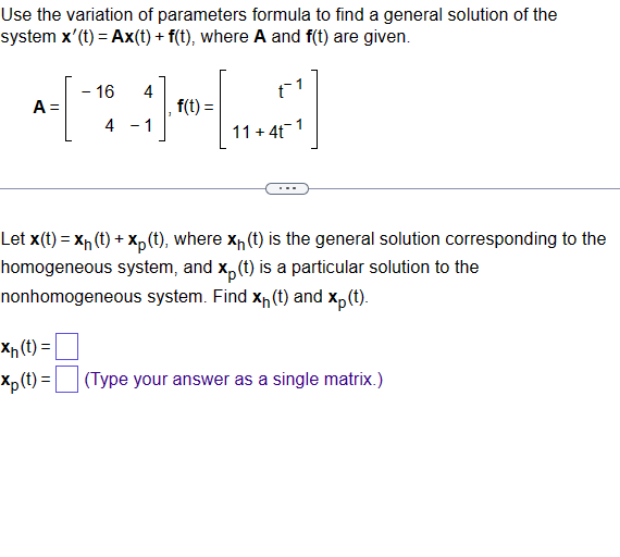 Solved Use the variation of parameters formula to find a | Chegg.com