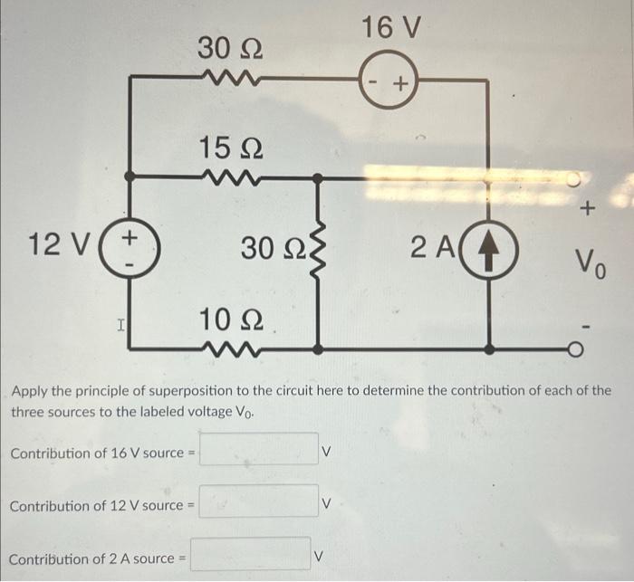 Solved Apply the principle of superposition to the circuit | Chegg.com