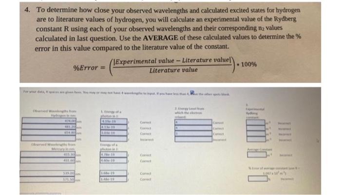 question 4 lab 2. atomic emission spectrum. | Chegg.com