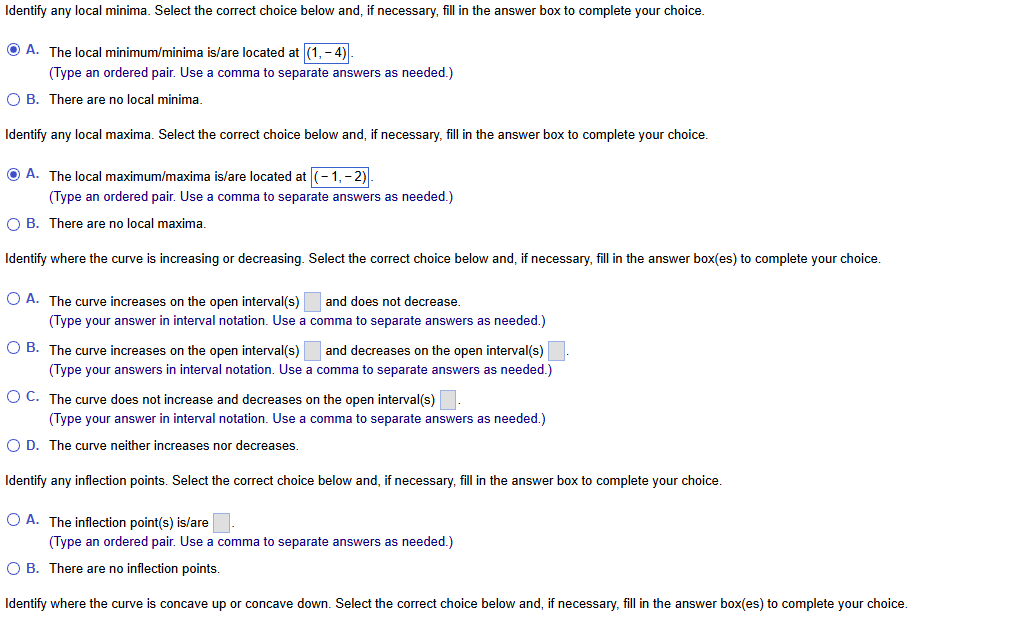 Solved Identify any local minima. Select the correct choice | Chegg.com
