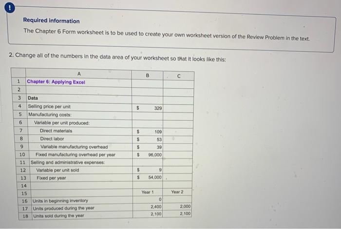 Solved ! Required information The Chapter 6 Form worksheet | Chegg.com