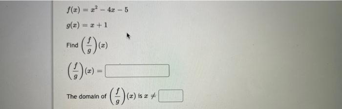 Solved f(x)=x2−4x−5 g(x)=x+1 Find (gf)(x) (gf)(x)= The | Chegg.com