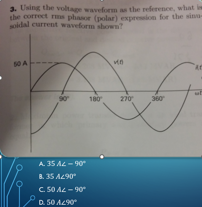 Solved Using the voltage waveform as the reference, what | Chegg.com