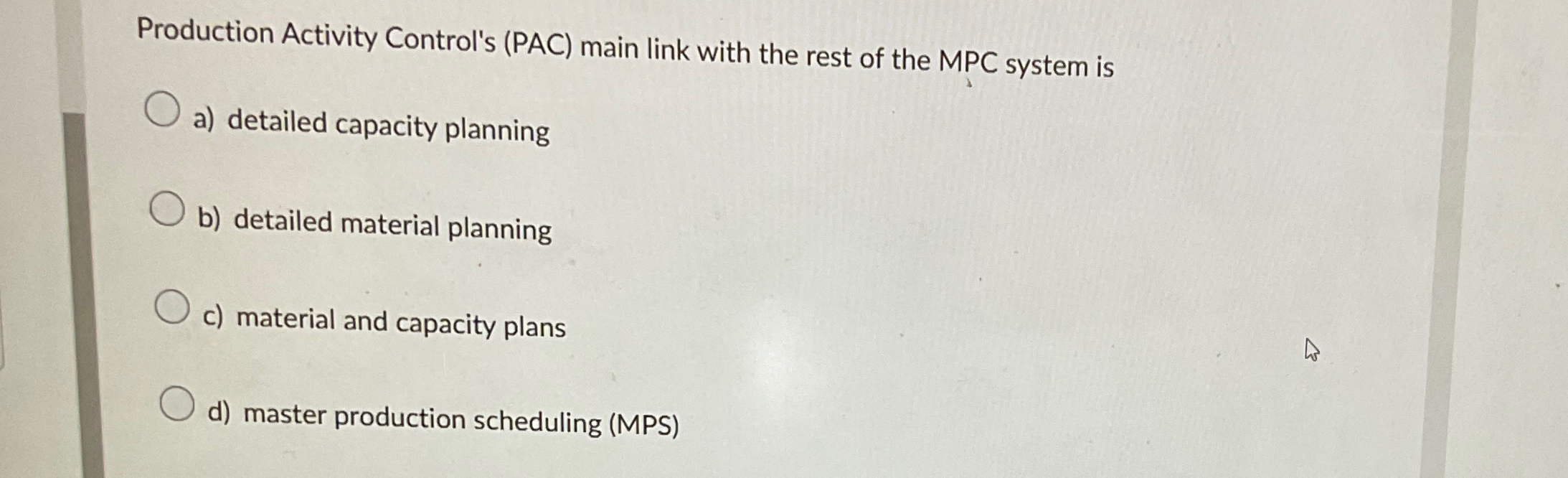 Solved Production Activity Controls Pac ﻿main Link With