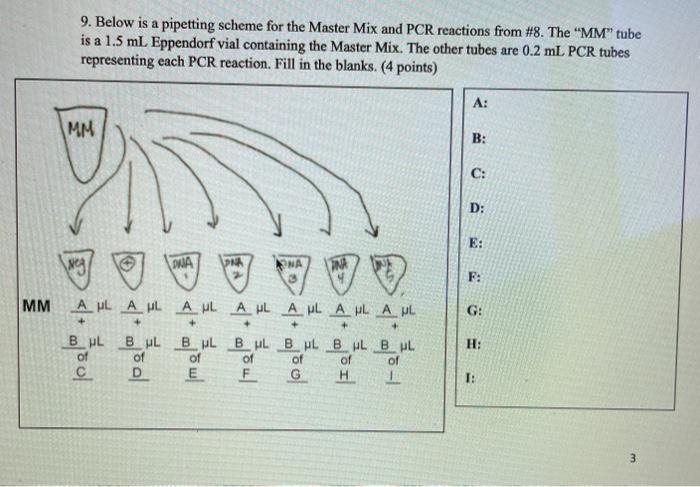 9. Below is a pipetting scheme for the Master Mix and | Chegg.com