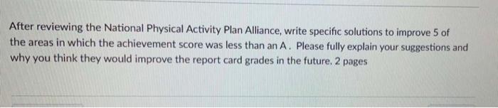 Solved After reviewing the National Physical Activity Plan | Chegg.com