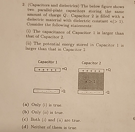 Solved (Capacitors and dielectrics) ﻿The below figure shows | Chegg.com