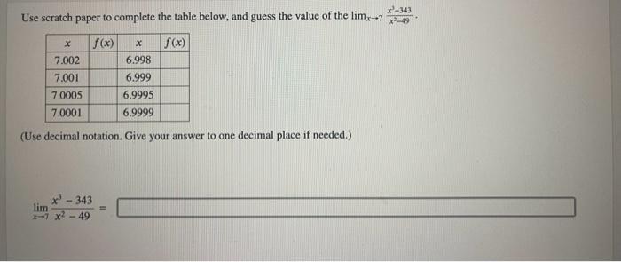 Solved Use scratch paper to complete the table below, and | Chegg.com