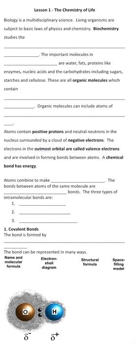 Solved Lesson 1 - The Chemistry of Life Biology is a | Chegg.com