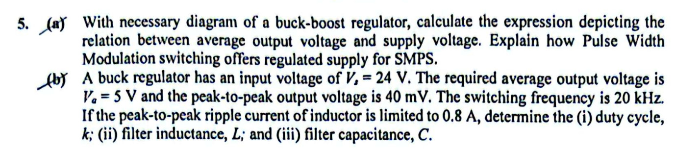 (a) ﻿With necessary diagram of a buck-boost | Chegg.com