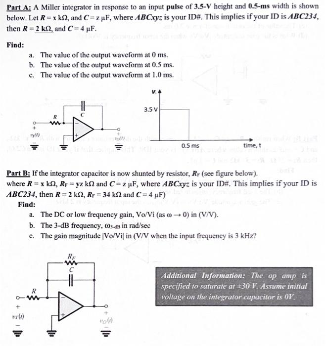 Solved Part A: A Miller integrator in response to an input | Chegg.com