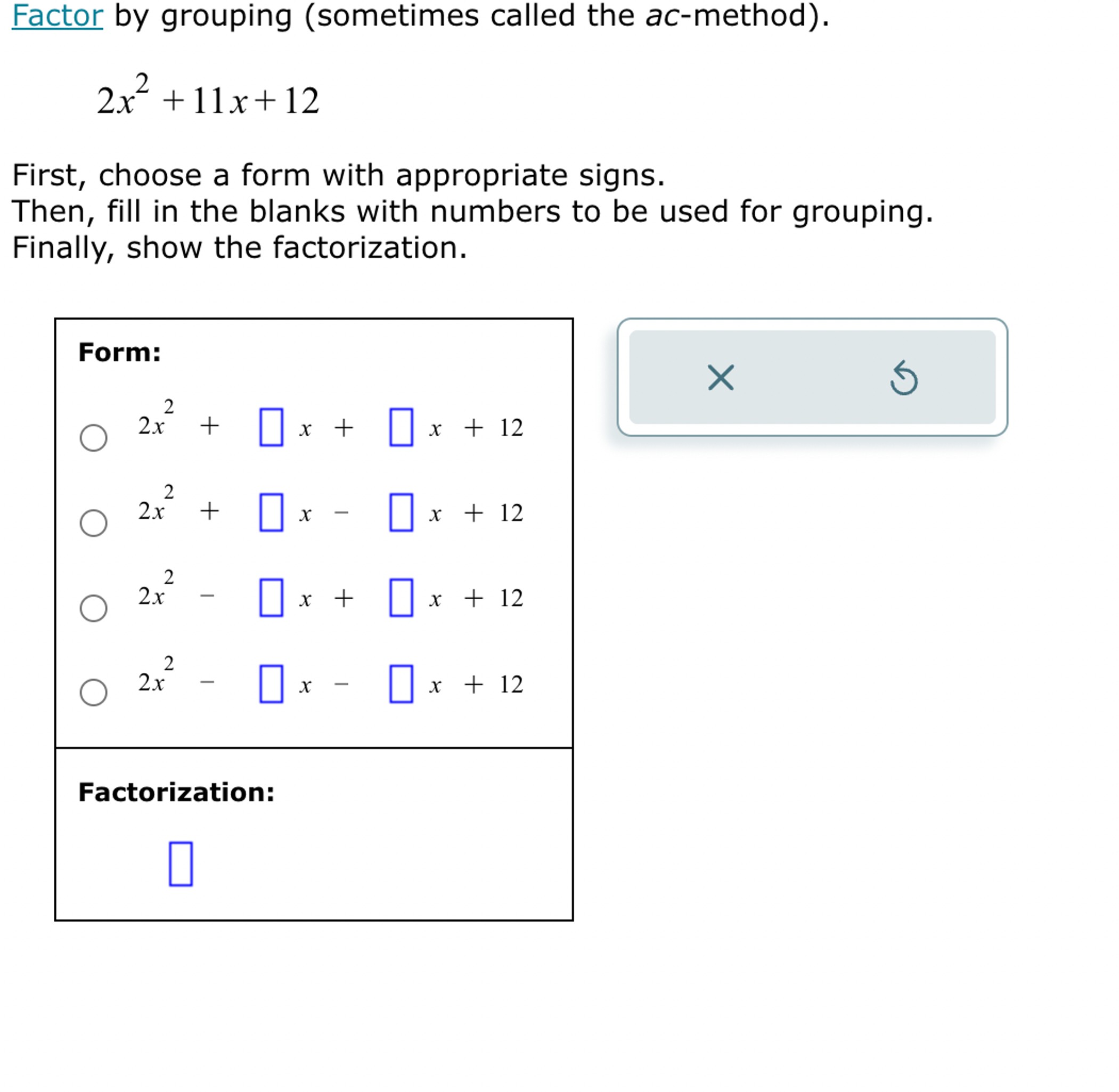 Solved Factor by grouping (sometimes called the | Chegg.com