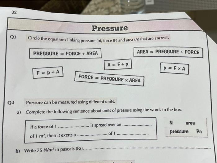 Solved 32 Q3 Pressure Circle the equations linking pressure | Chegg.com