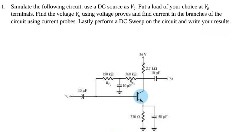 Solved Simulate the following circuit, use a DC source as | Chegg.com