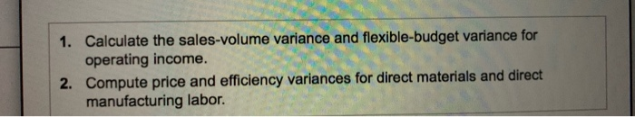 Solved Requirement 1. Calculate the sales-volume variance | Chegg.com