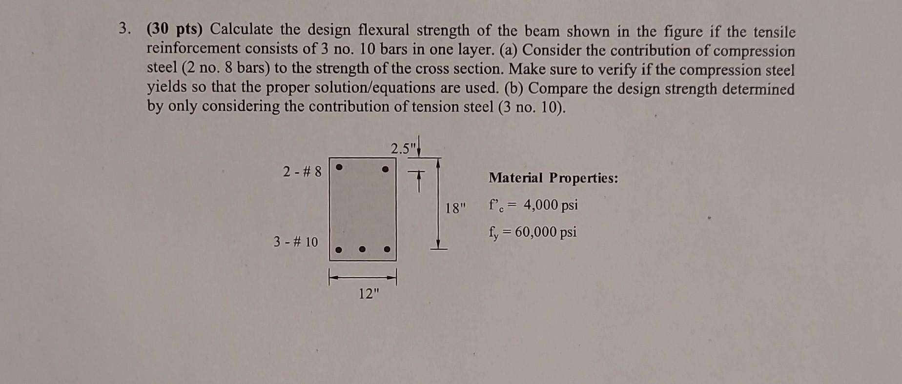 Solved (30 pts) Calculate the design flexural strength of | Chegg.com