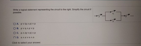 Solved Write a logical statement representing the circuit to | Chegg.com