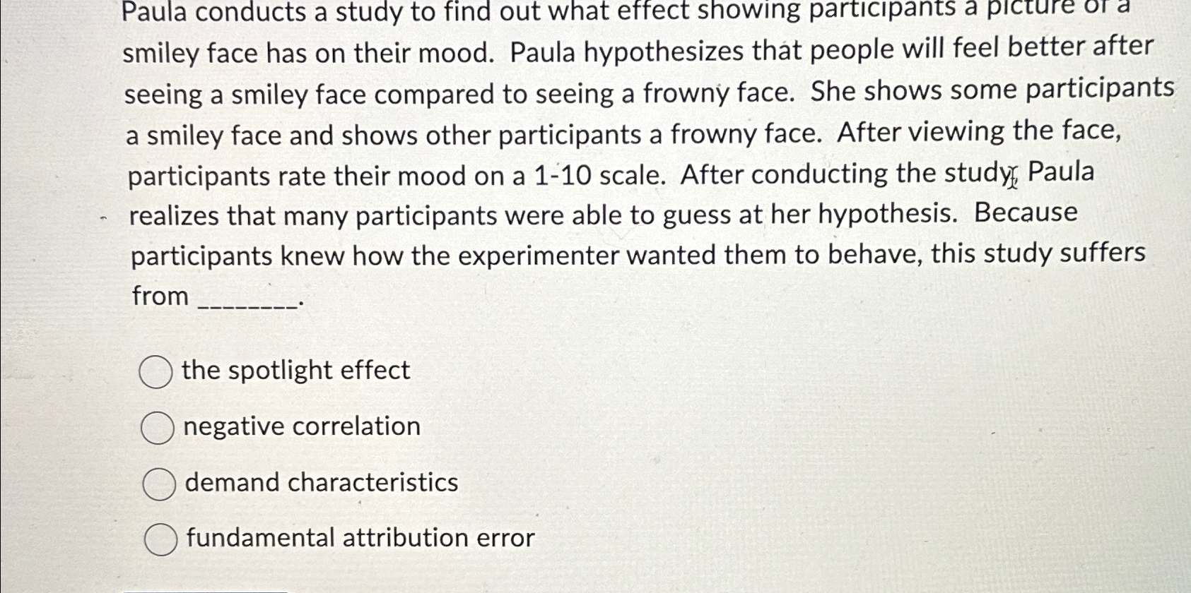 Solved Paula conducts a study to find out what effect | Chegg.com