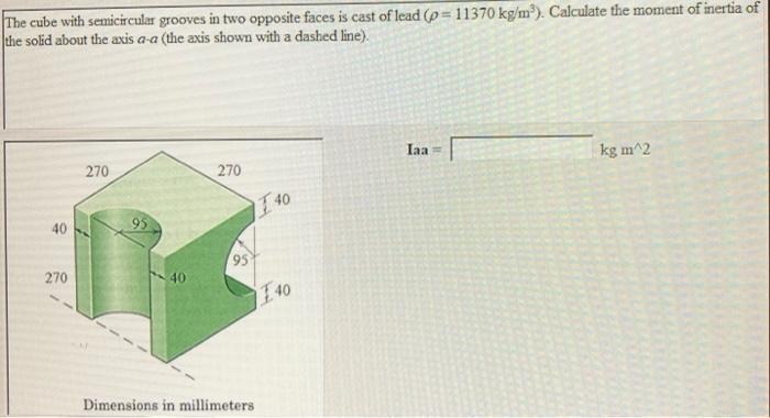 Solved The cube with semicircular grooves in two opposite | Chegg.com