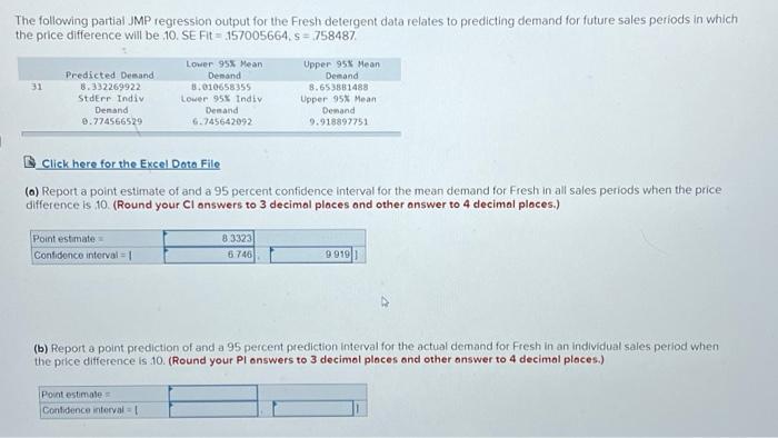 Solved The following partial JMP regression output for the | Chegg.com