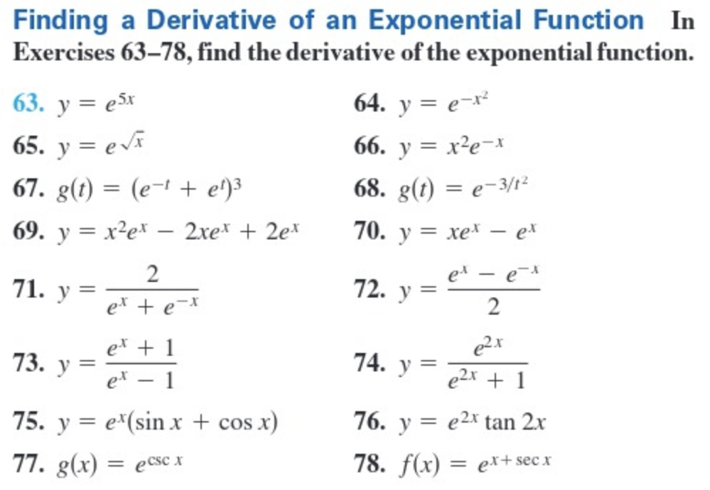 Solved Finding a Derivative of an Exponential Function | Chegg.com