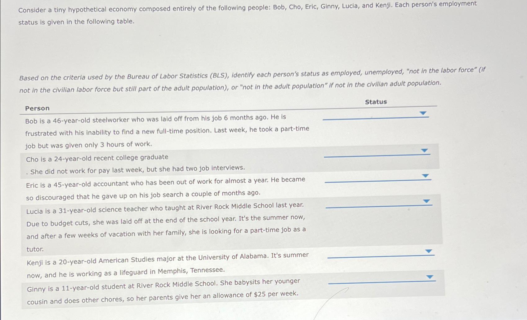 Solved Consider a tiny hypothetical economy composed | Chegg.com