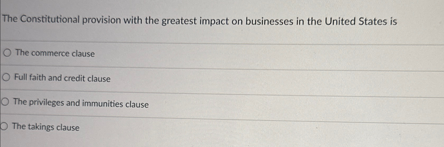 Solved The Constitutional provision with the greatest impact | Chegg.com
