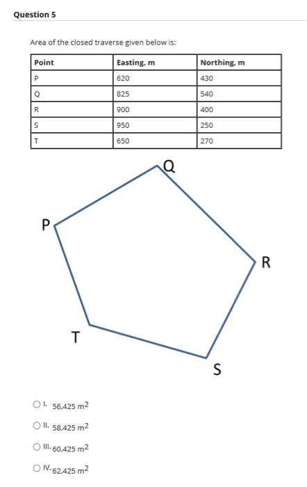 Solved Question 5 Area of the closed traverse given below | Chegg.com