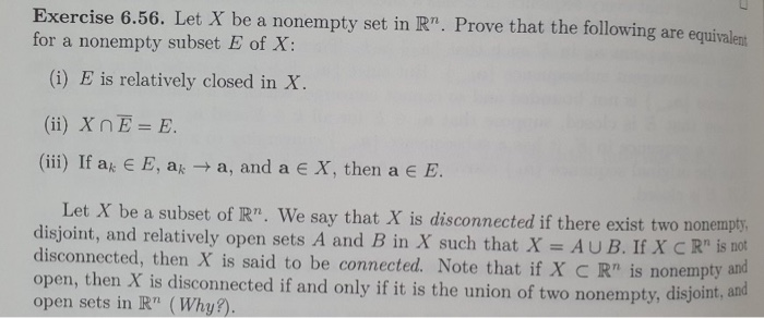 Solved Exercise 6.56. Let X be a nonempty set in R". Prove | Chegg.com
